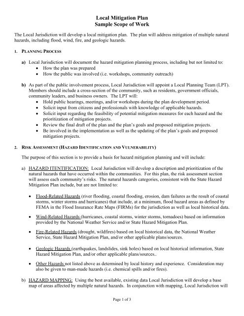 Sample Local Mitigation Plan SOW