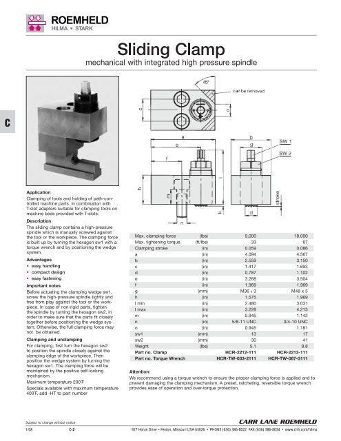 Sliding clamp, mechanical