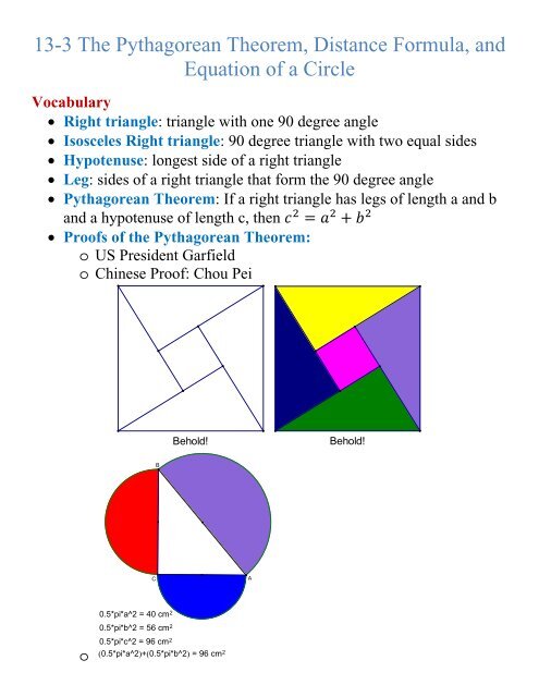Pythagorean Theorem Distance Formula