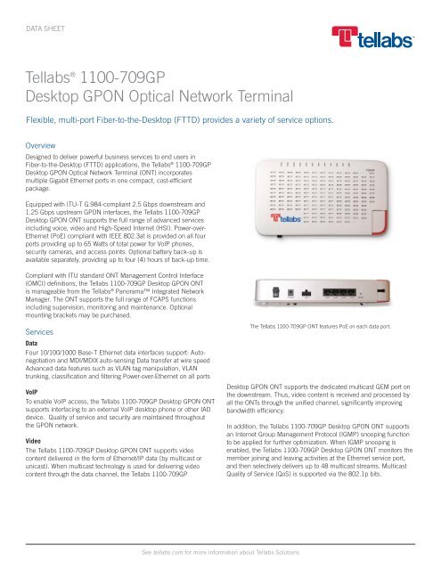 Tellabs 1100-709GP Desktop GPON Optical Network Terminal