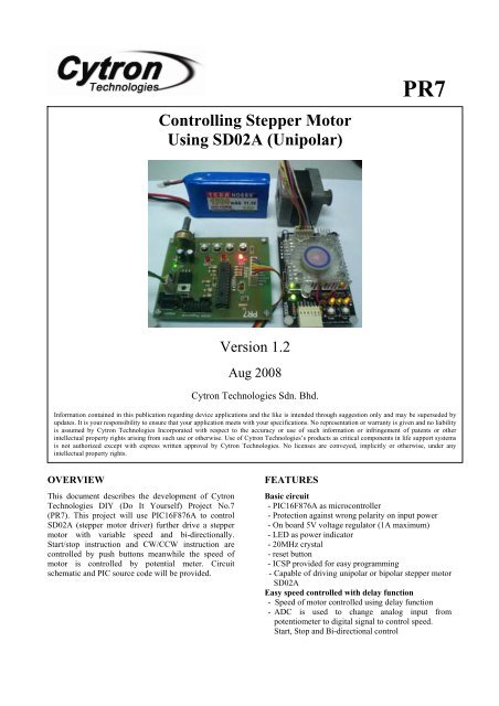 PR7 Controlling Stepper Motor Using SD02A (Unipolar) - Cytron ...