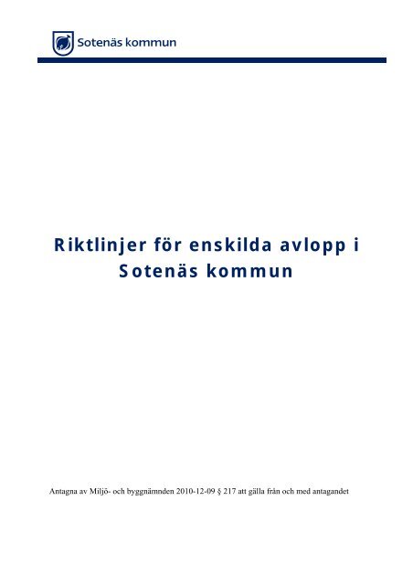 Riktlinjer fÃ¶r enskilda avlopp.pdf - SotenÃ¤s kommun