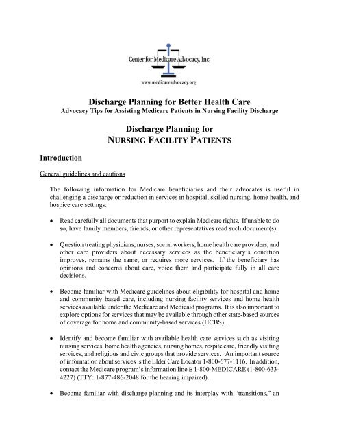 Skilled Nursing Facility Discharge Planning Tips - Center for ...