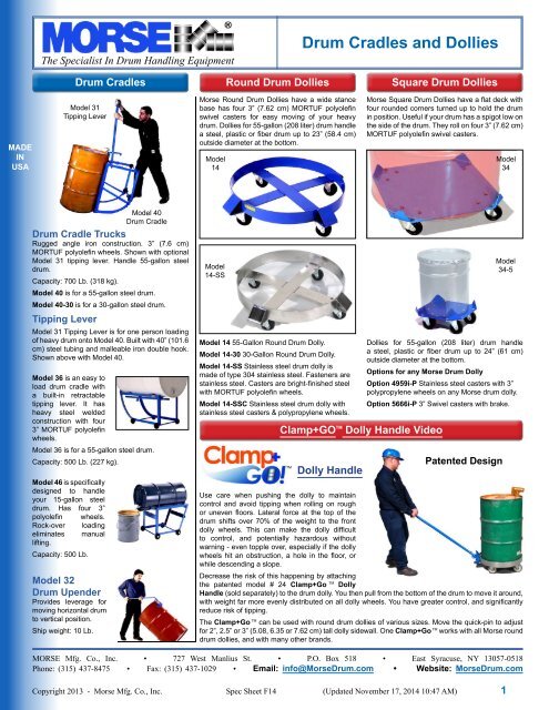 Drum Cradles and Dollies - Morse Drum Handling Equipment