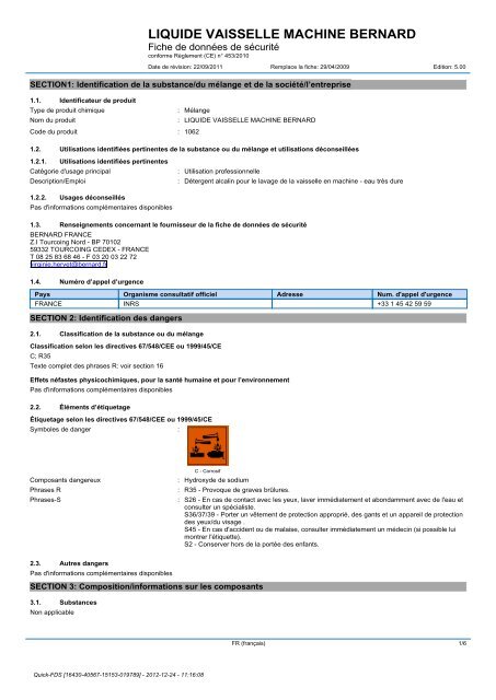 LIQUIDE VAISSELLE MACHINE BERNARD