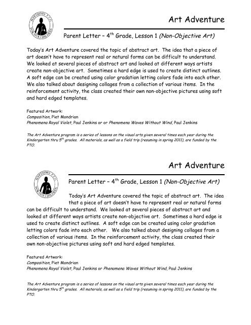 Parent Letters - Grade 4