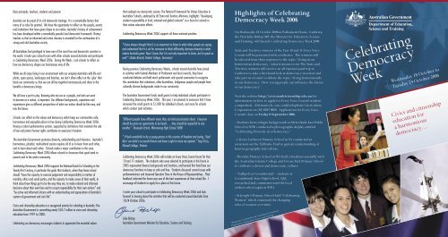 Celebrating Democracy Week 2006 - Brochure - Civics and ...