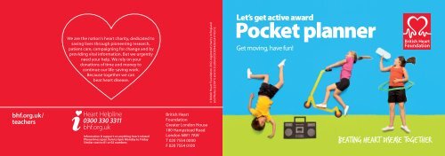 Let's get active award Pocket Planner - BHF National Centre ...