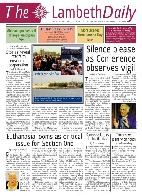 Thursday 30th July 1998 - Lambeth Conference
