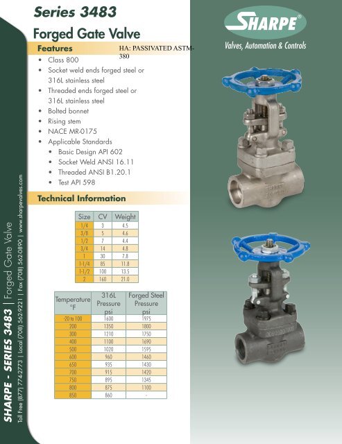 Series 3483 Forged Gate Valve - SharpeÂ® Valves