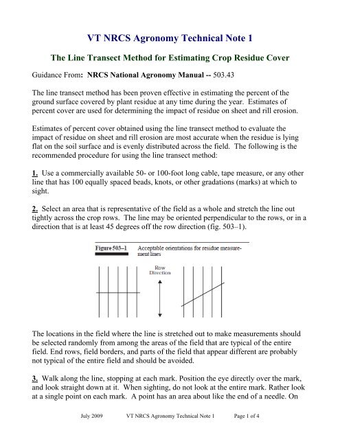VT NRCS Agronomy Technical Note 1 The Line Transect Method for ...
