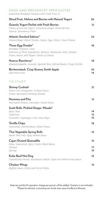 Cypress Menu - Bellagio