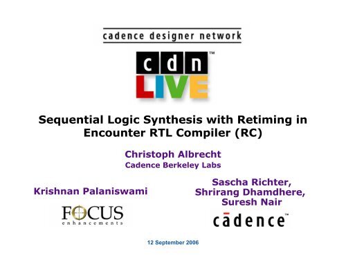 Sequential Logic Synthesis With Retiming In Encounter Rtl
