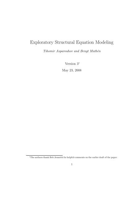 Exploratory Structural Equation Modeling Mplus
