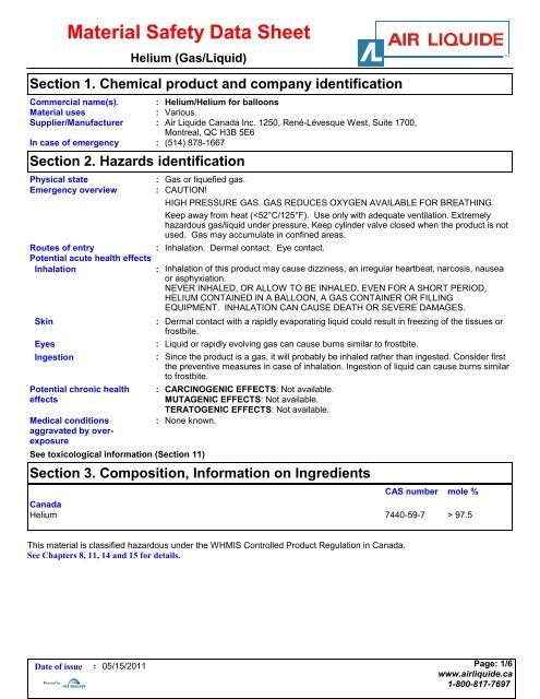 Helium MSDS - Robarts Imaging