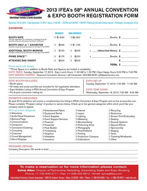 Expo Registration Form - International Festivals & Events Association