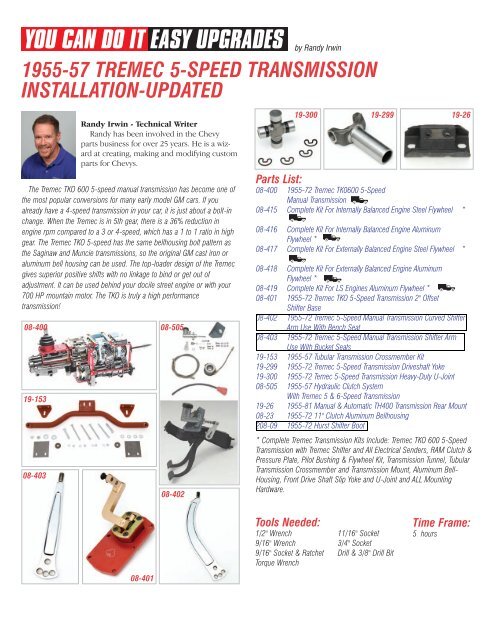 1955-57 tremec 5-speed transmission installation-updated