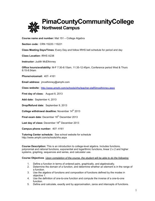 College Algebra Syllabus