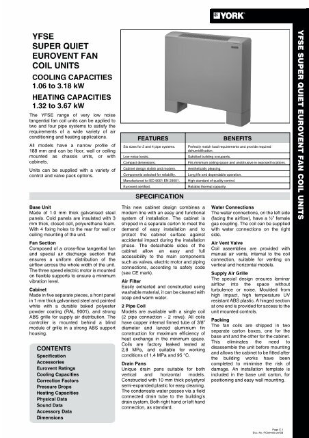 YFSE SUPER QUIET EUROVENT FAN COIL UNITS