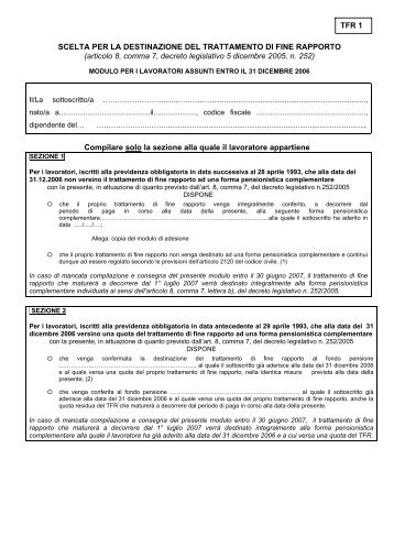 Scheda esplicativa - TFR News CGIL