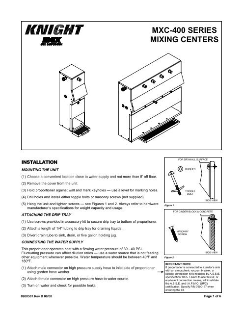 0900501 - MXC-400 Series Mixing Centers Manual