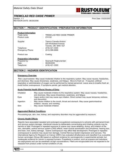 TREMCLAD RED OXIDE PRIMER - RustOleum.com