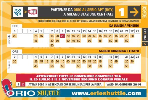 consulta gli orari - Orio shuttle