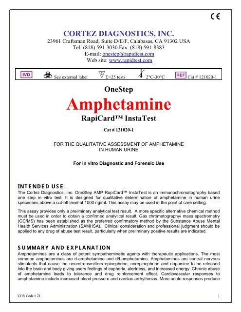 (AMP) Amphetamine Drug test (Cassette) - ELISA kits - Rapid tests