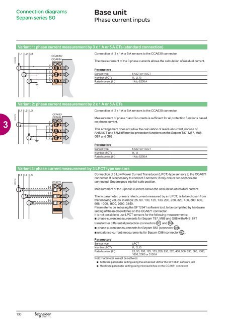 Connection diagrams Sepam