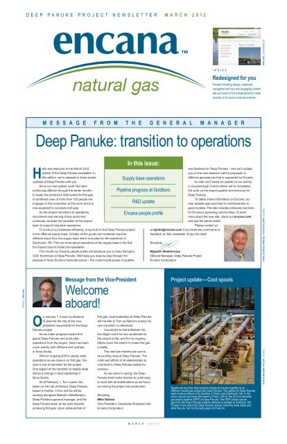 Deep Panuke: transition to operations - Encana