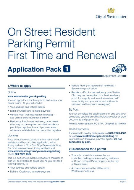 On Street Resident Parking Permit First Time and Renewal
