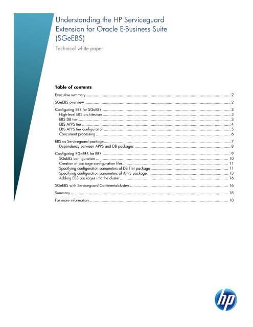 Understanding the HP Serviceguard Extension for Oracle E ...