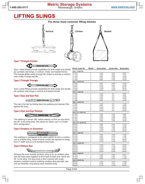 LIFTING SLINGS - Metric Storage Systems