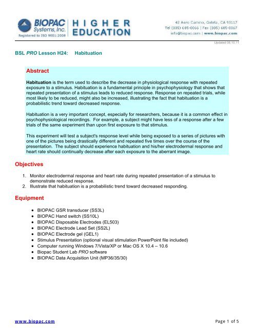 BSL PRO Lesson H24 - Biopac