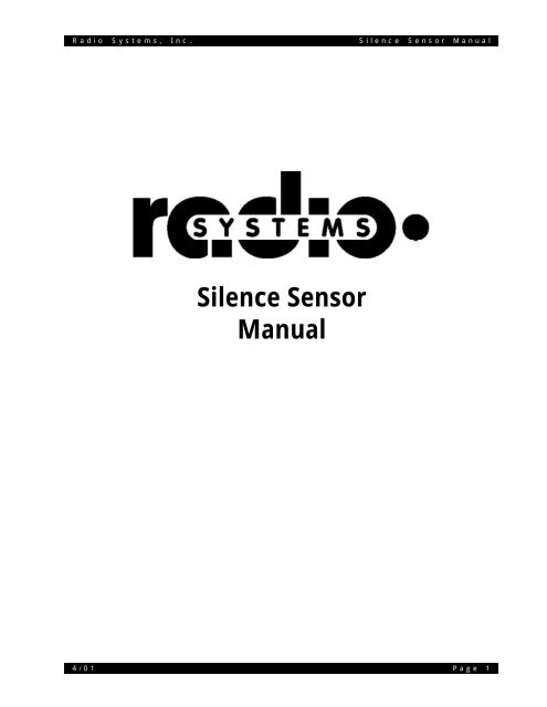 Silence Sensor Manual - Radio Systems