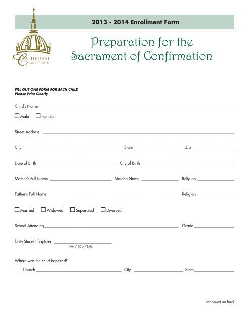 Preparation for Confirmation - Cathedral of Saint Paul