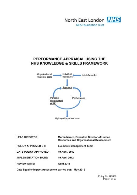 performance appraisal using the nhs knowledge & skills framework