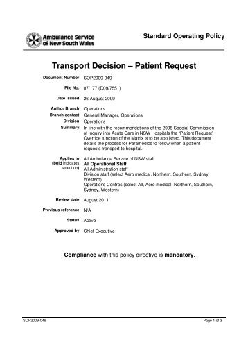 rural non-emergency transport request form - Ambulance Victoria
