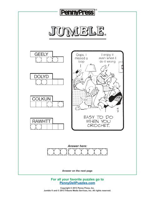 Sample Puzzle - PennyDellPuzzles