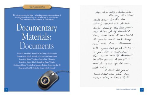 Documentary materials - John F. Kennedy Library and Museum
