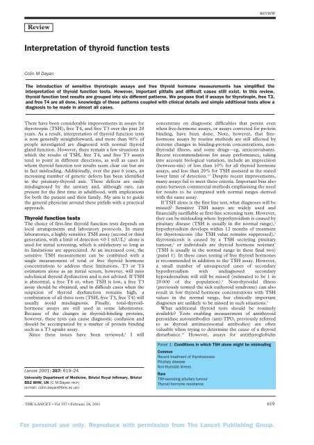 Interpretation of thyroid function tests - Keck School of Medicine of ...