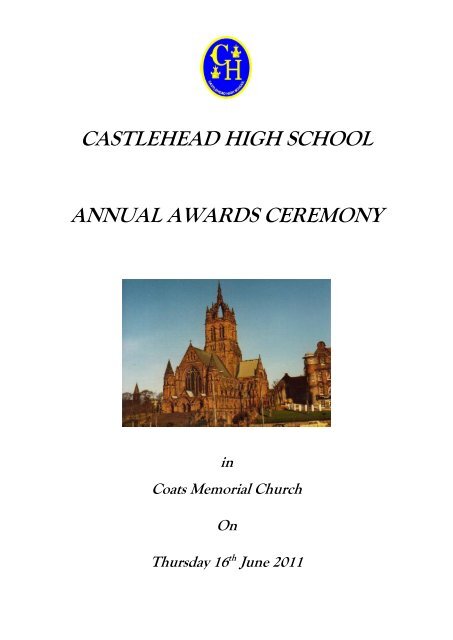 CASTLEHEAD HIGH SCHOOL ANNUAL AWARDS CEREMONY