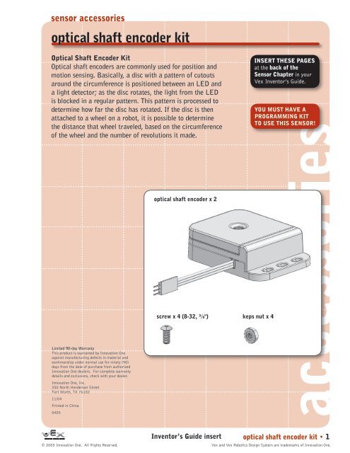 optical shaft encoder kit - VEX Robotics