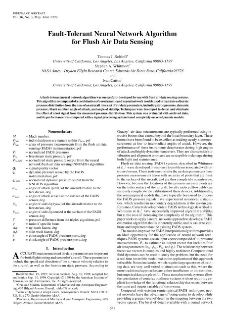 Fault Tolerant Neural Network Algorithm For Flush Air Data Sensing 4095