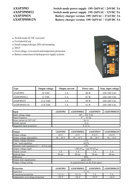 AXSP3P03 AXSP3P05012 AXSP3P03N AXSP3P05012N