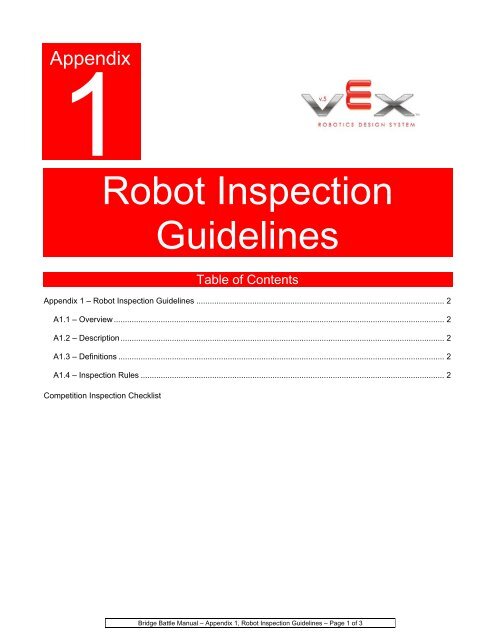 Robot Inspection Guidelines - VEX Robotics