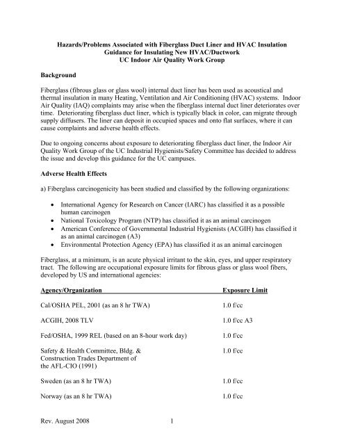 Fiberglass Duct Liner - Facilities