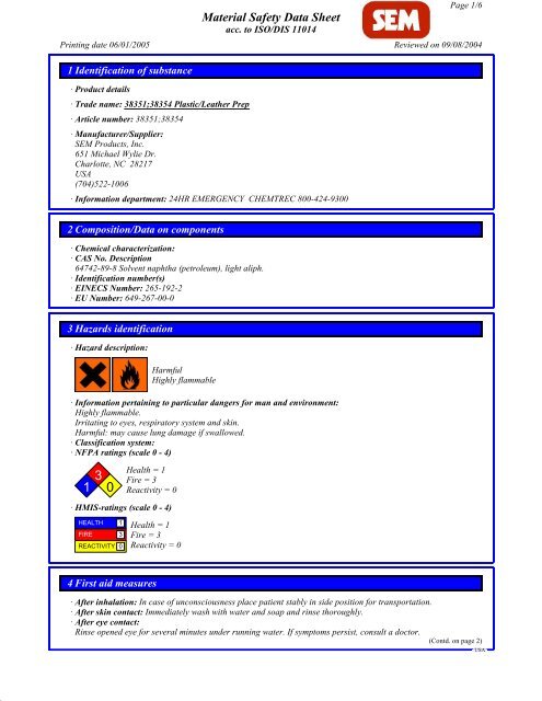 4638 Wax & Grease Remover-Bottle MSDS - Suzuki Automotive Paint