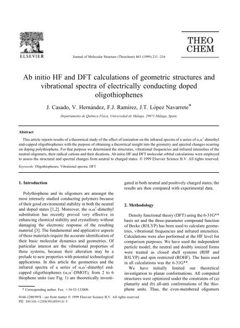 Ab Initio Hf And Dft Calculations Of Geometric Structures And