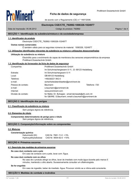 Electrolyte CGE CTE - ProMinent